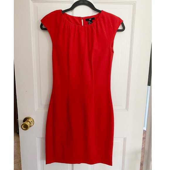 H&M | Dresses | Hm Red Fitted Dress Size 4 | Poshmark
